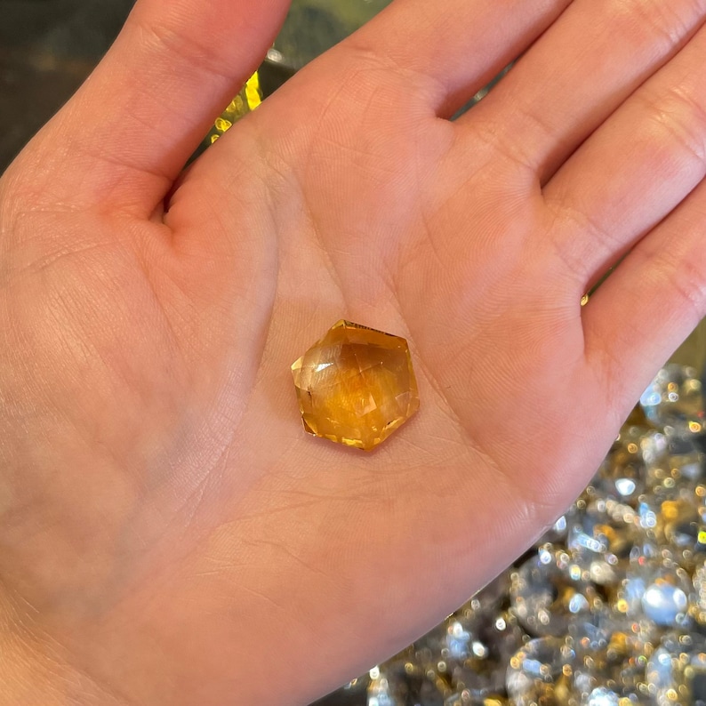 Hexagon Shape Checkerboard Cut Citrine - Etsy
