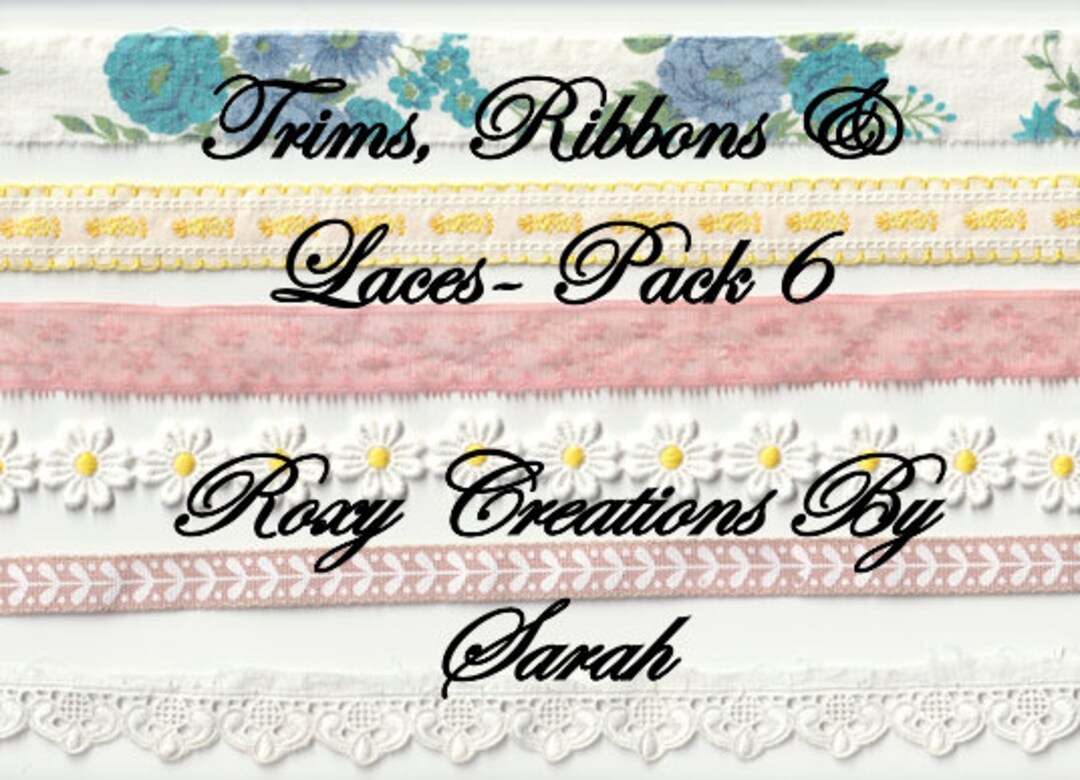 Pack 6 Trims, Ribbons & Laces Printable Scrapbook Junk Journal DIGITAL ...