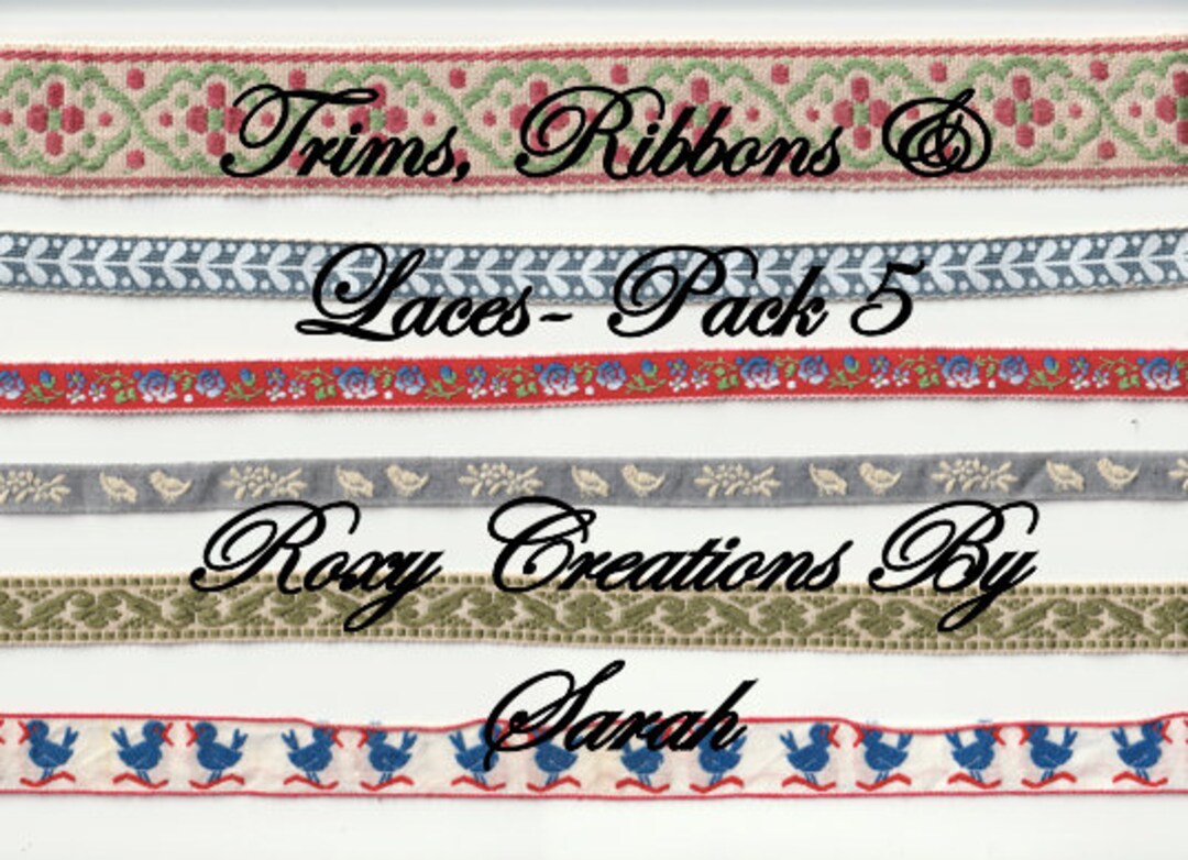 Pack 5 Trims Ribbons & Laces Printable Scrapbook Junk - Etsy