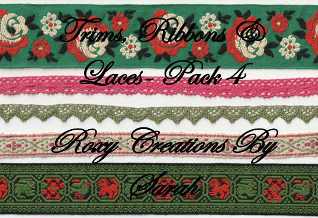 Pack 4 Trims Ribbons & Laces Printable Scrapbook Junk - Etsy