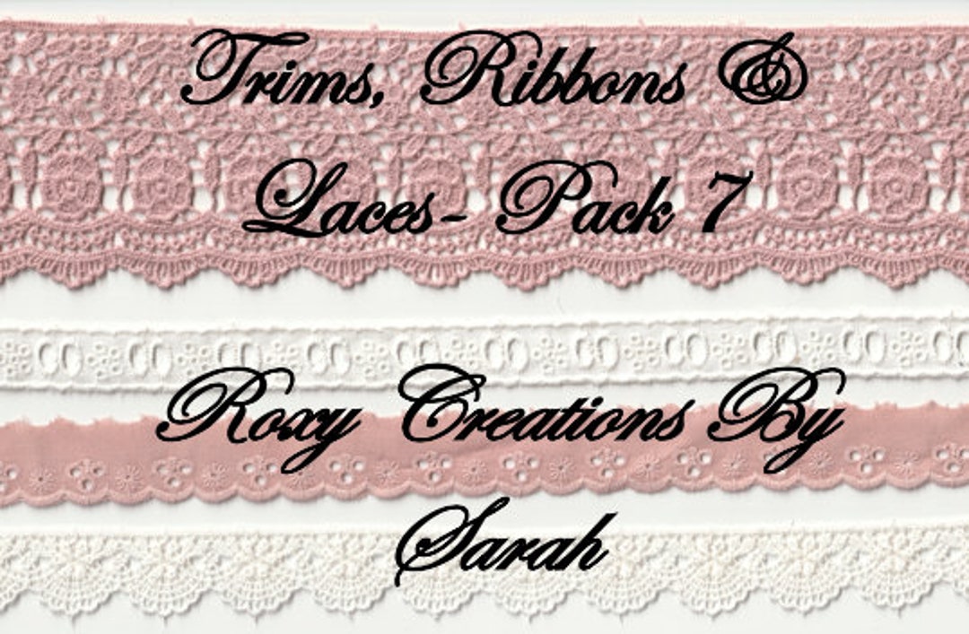 Pack 7 Trims, Ribbons & Laces small Pack Printable Scrapbook Junk ...