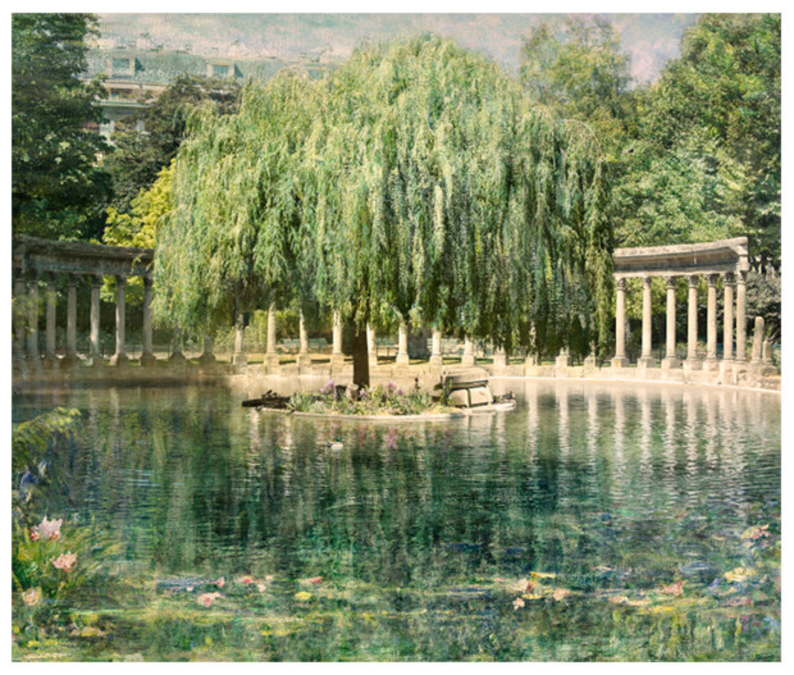 Willow tree wall art Green nature artwork Landscape | Etsy