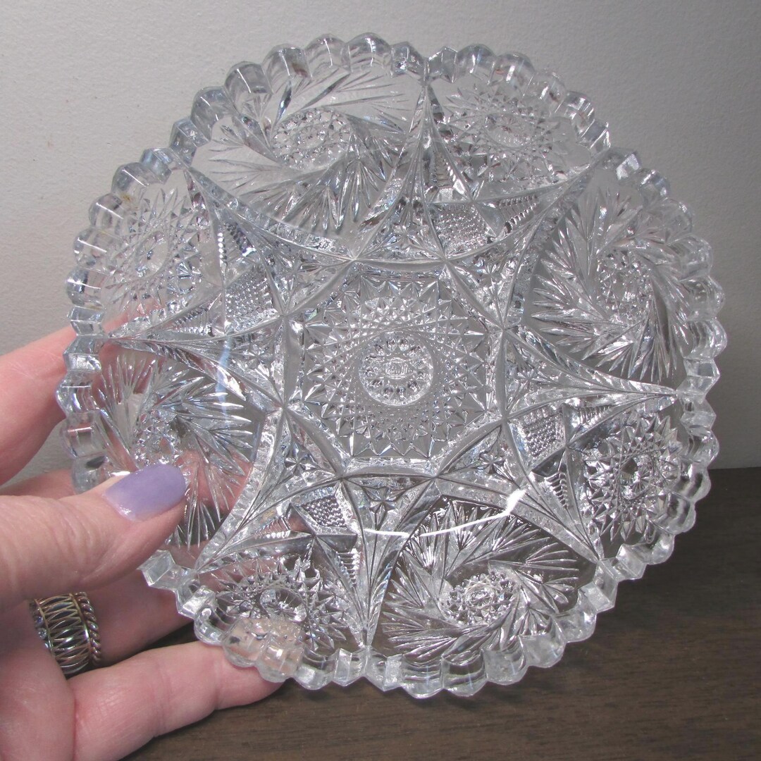 Nucut Glass Dish From Imperial Glass of Ohio, Pinwheel Hatchwork ...