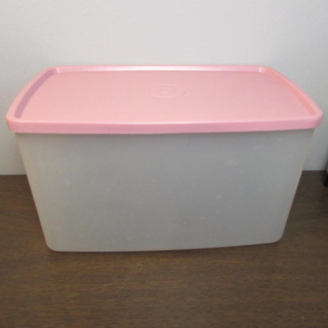 Tupperware Pack N Store Rectangle Container Pink Lid 714 Frosted White ...
