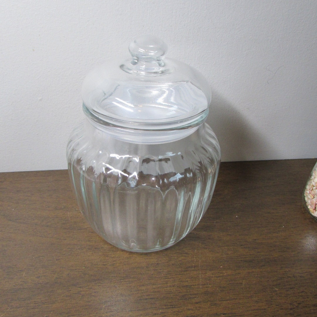 Decorative Clear Glass Ginger Jar Shape With Sealing Lid Easy Grab Knob ...