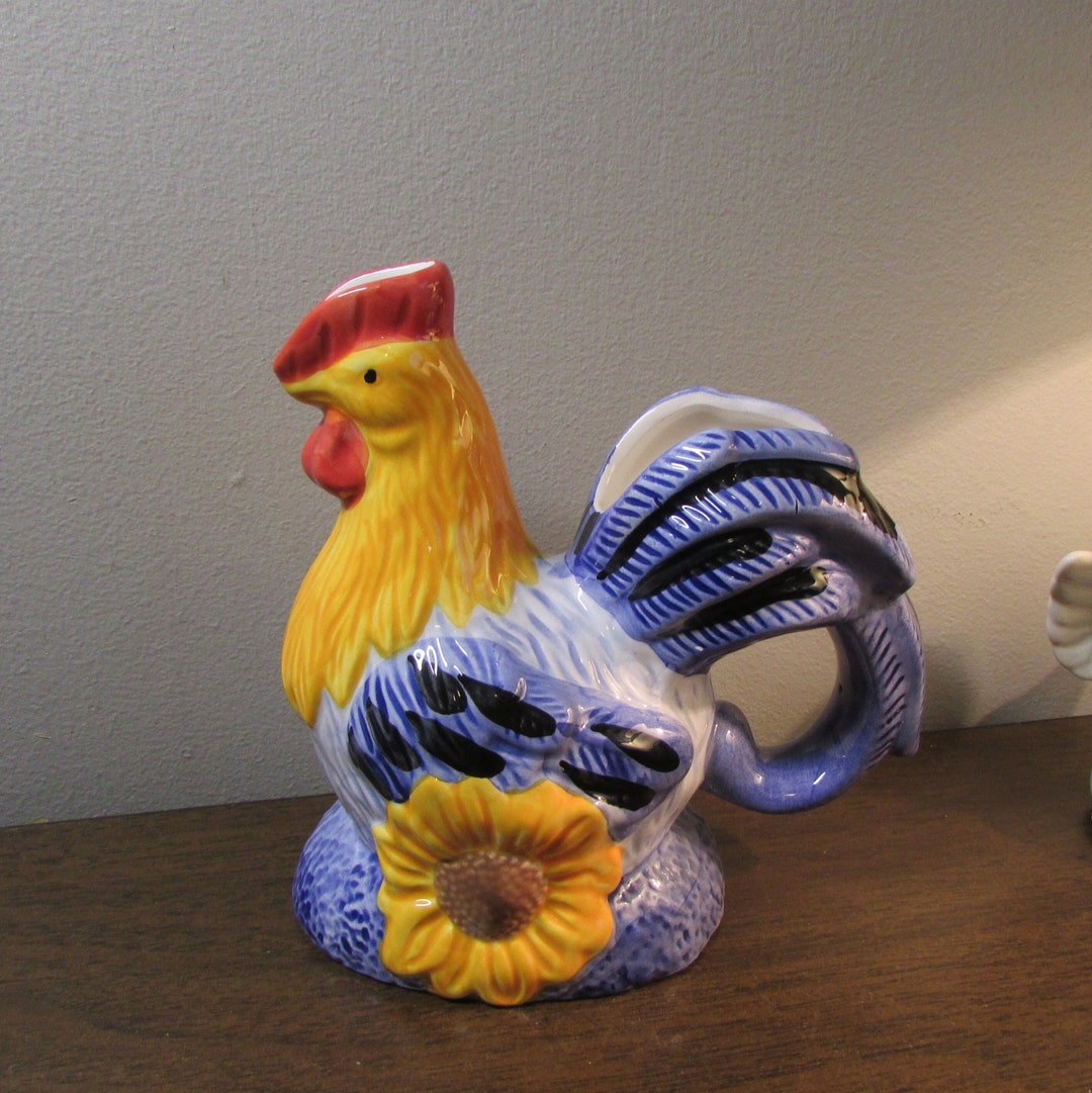 Avon Provincial Pitcher Rooster Chicken & Sunflower Show Stopper Colors ...