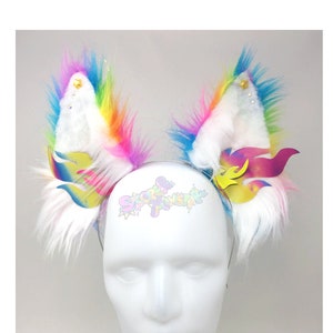 Rainbow Flame Ears Cosplay Furry Ears - Etsy