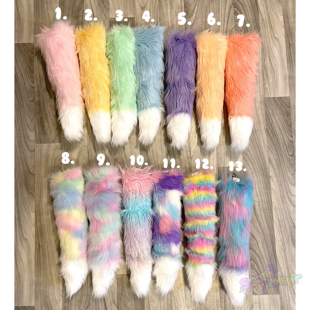 Simple Solid Pastel Tails W/white Tips- Therian Tails - Furry Tails ...