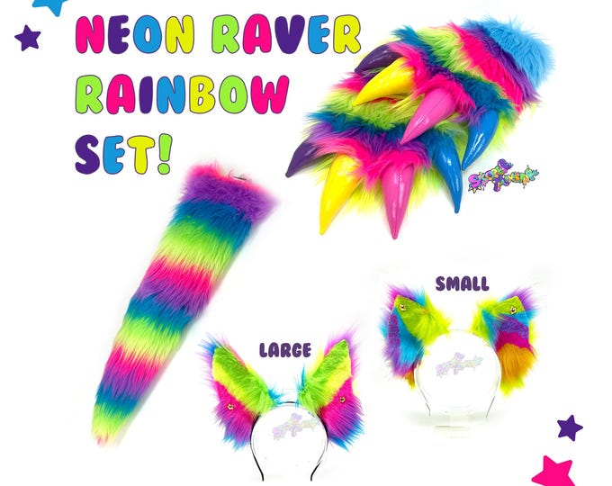 Neon Raver Rainbow Animal Set Halloween Outfit Cosplay - Etsy