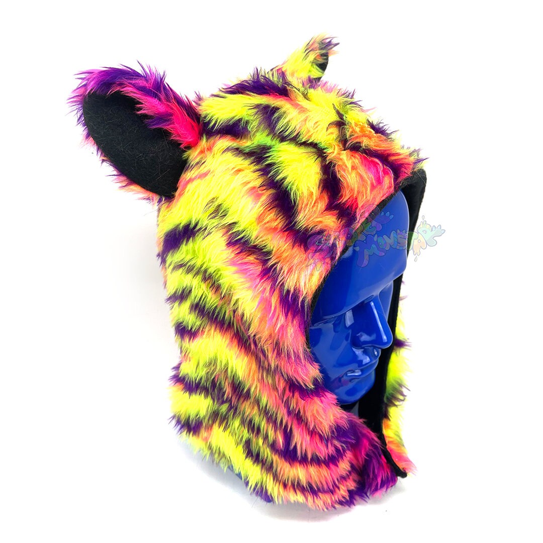 Lisa Frank Inspired Tiger Hood - Raver Hood - Tiger Cosplay - Etsy