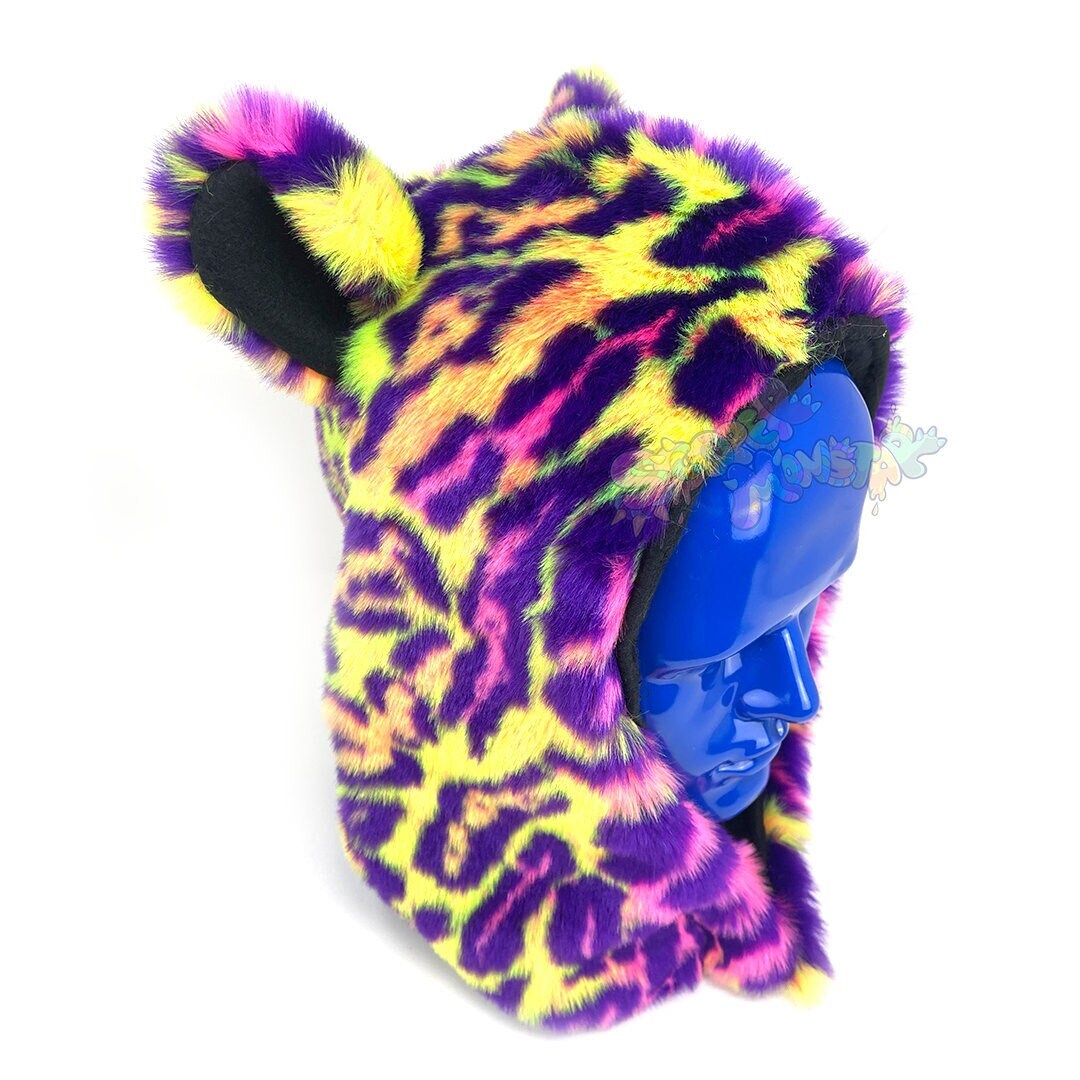 Lisa Frank Inspired Neon Leopard Hood Hat - Cosplay - Costume - Hood - Etsy