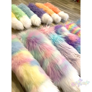 Simple Solid Pastel Tails W/white Tips- Therian Tails - Furry Tails ...