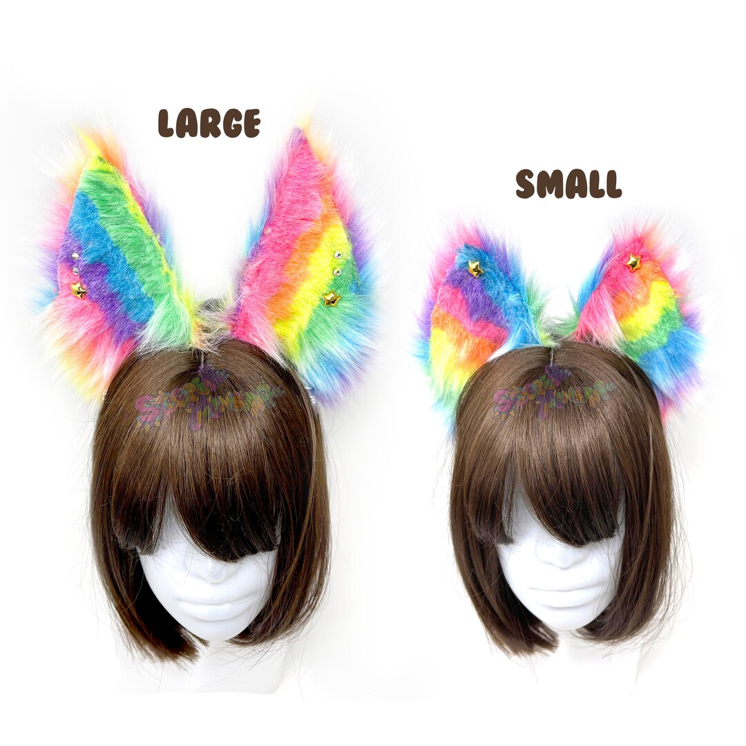 Stripped Bright Rainbow Ears Cat Ears Cosplay Ears - Etsy