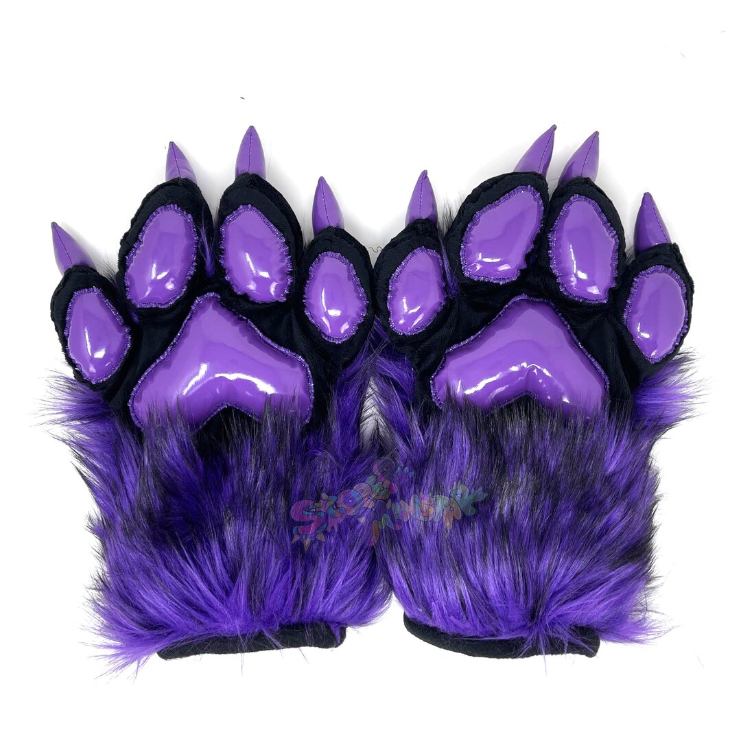 Purple and Black Furry Cosplay Paws - Etsy