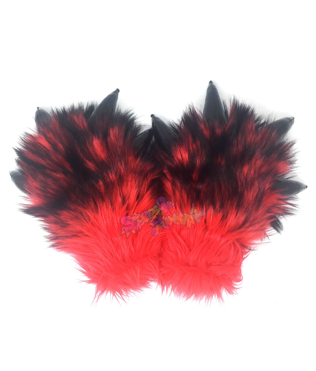 Red & Black Furry Paws - Etsy