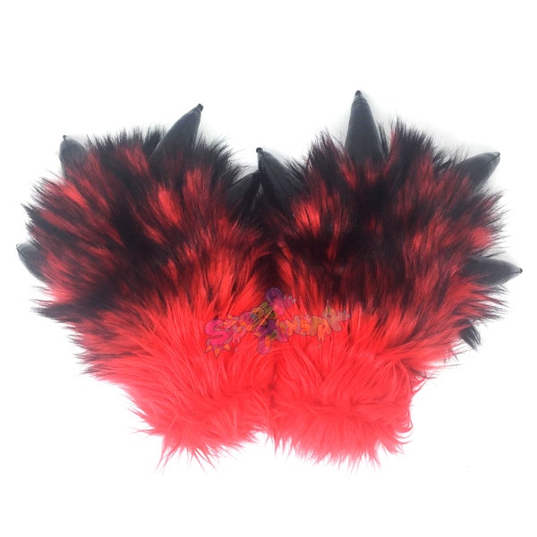 Black and Red Furry Paw - Etsy