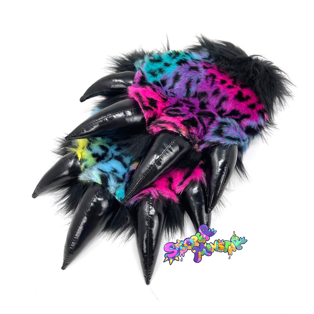 Dark Leopard Rainbow Paws - Cosplay - Furry Paws - Etsy