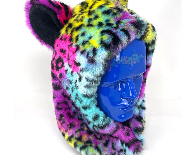 Lisa Frank Inspired Rainbow Leopard Hood - Etsy