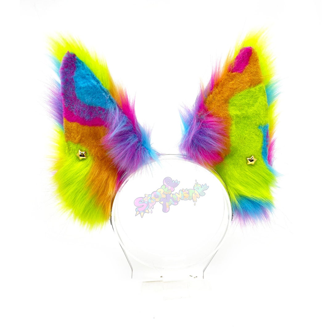 Large Neon Rainbow Ears - Fur Suit Ears - Cosplay Ears - Etsy
