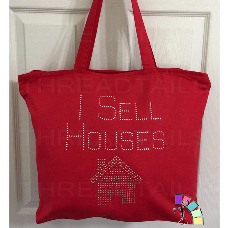Realtor Tote Bag Realtor Gift Rhinestone I Sell Houses Red - Etsy