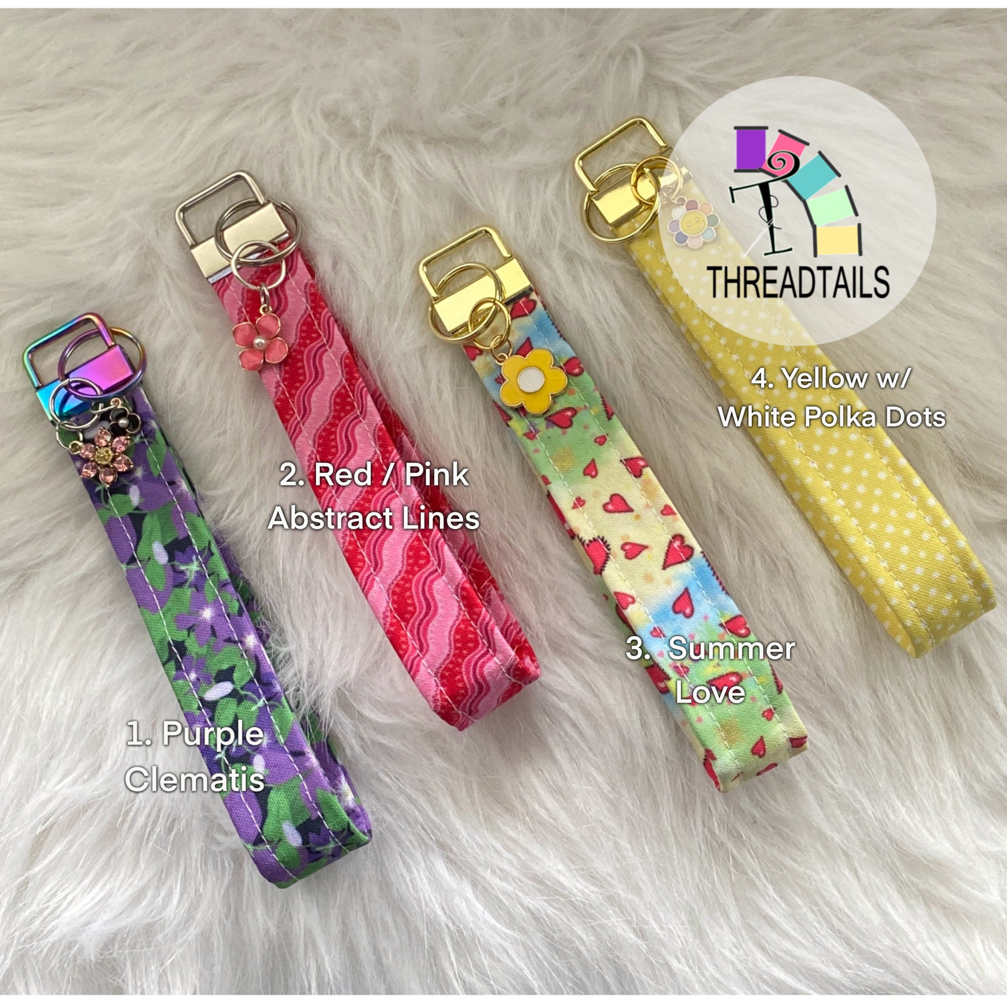 Key Fob Keychain, Cute Keychain , Floral Wristlet Keychain, Abstract ...