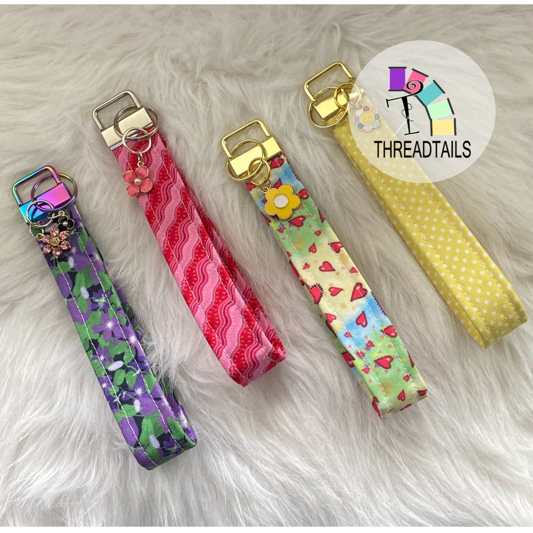 Key Fob Keychain, Cute Keychain , Floral Wristlet Keychain, Abstract ...