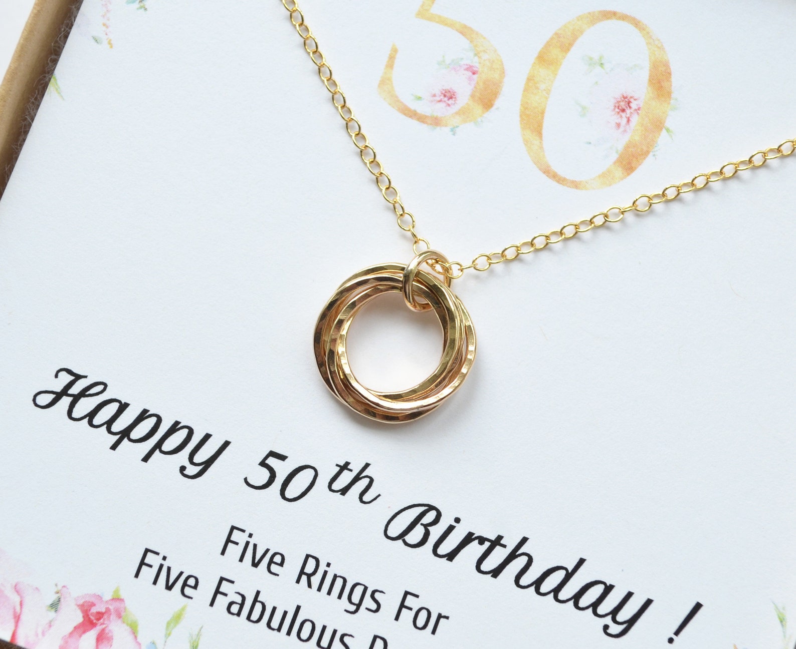 50th Birthday Gold Necklace for Women Birthstone 50th - Etsy