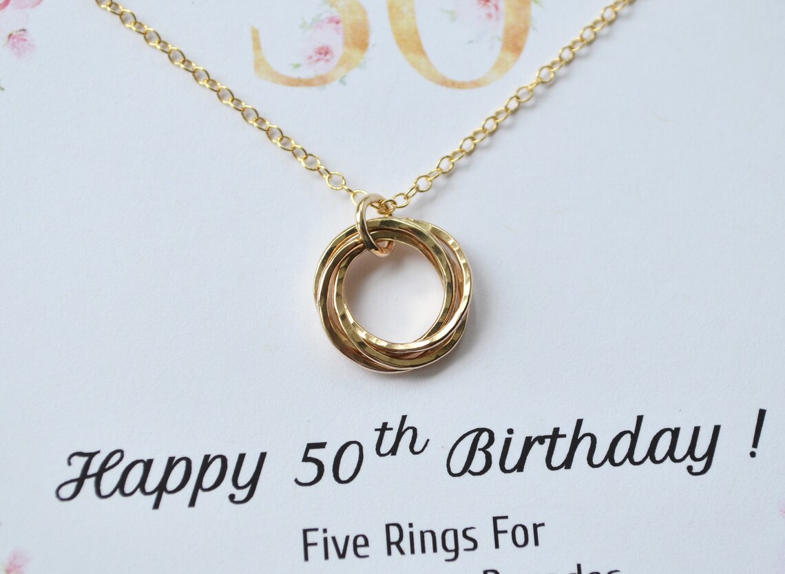 50th Birthday Gold Necklace for Women Birthstone 50th - Etsy