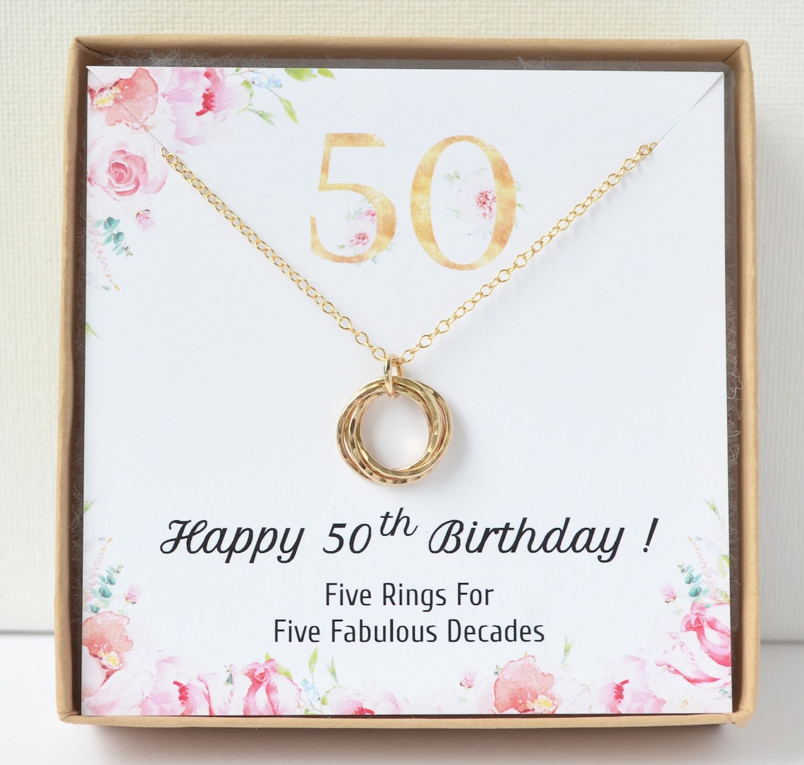 50th Birthday Gold Necklace for Women Birthstone 50th - Etsy