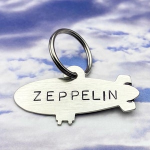 Zeppelin Pet ID Tag Handmade Nickel Copper or Brass - Etsy