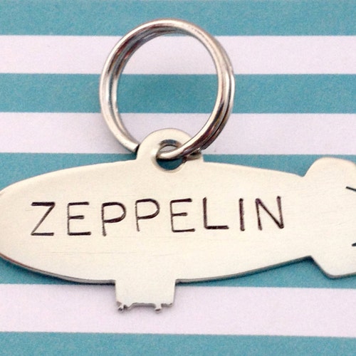 Zeppelin Pet ID Tag Handmade Nickel Copper or Brass - Etsy