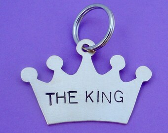 Engraved Crown Pet ID Tag Cat or Dog Royal Purple and Gold Name Tag ...