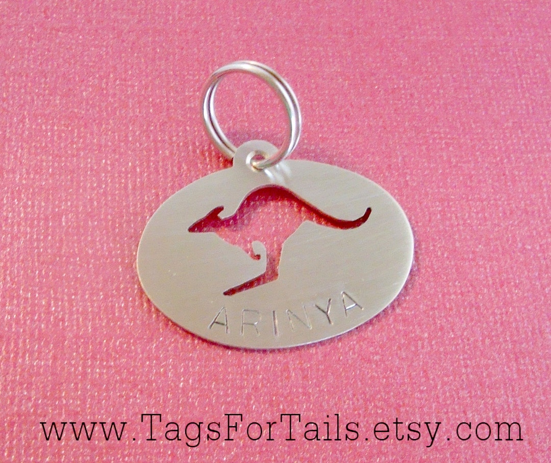 Kangaroo Cutout Pet Tag Handmade and Hand Cut Personalized - Etsy