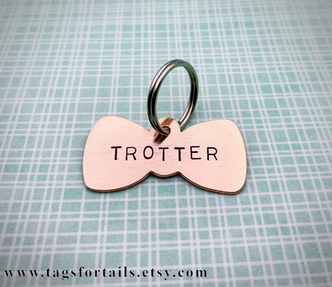 Bow Tie Pet ID Tag Custom Cat or Dog Pet Tag Handmade - Etsy Canada