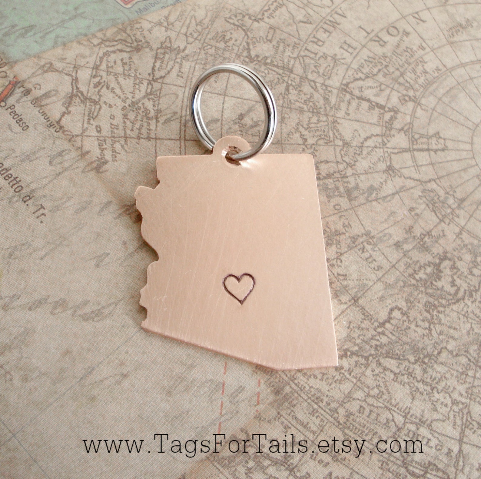 Arizona State Key Chain One Heart Over Your City Handmade - Etsy