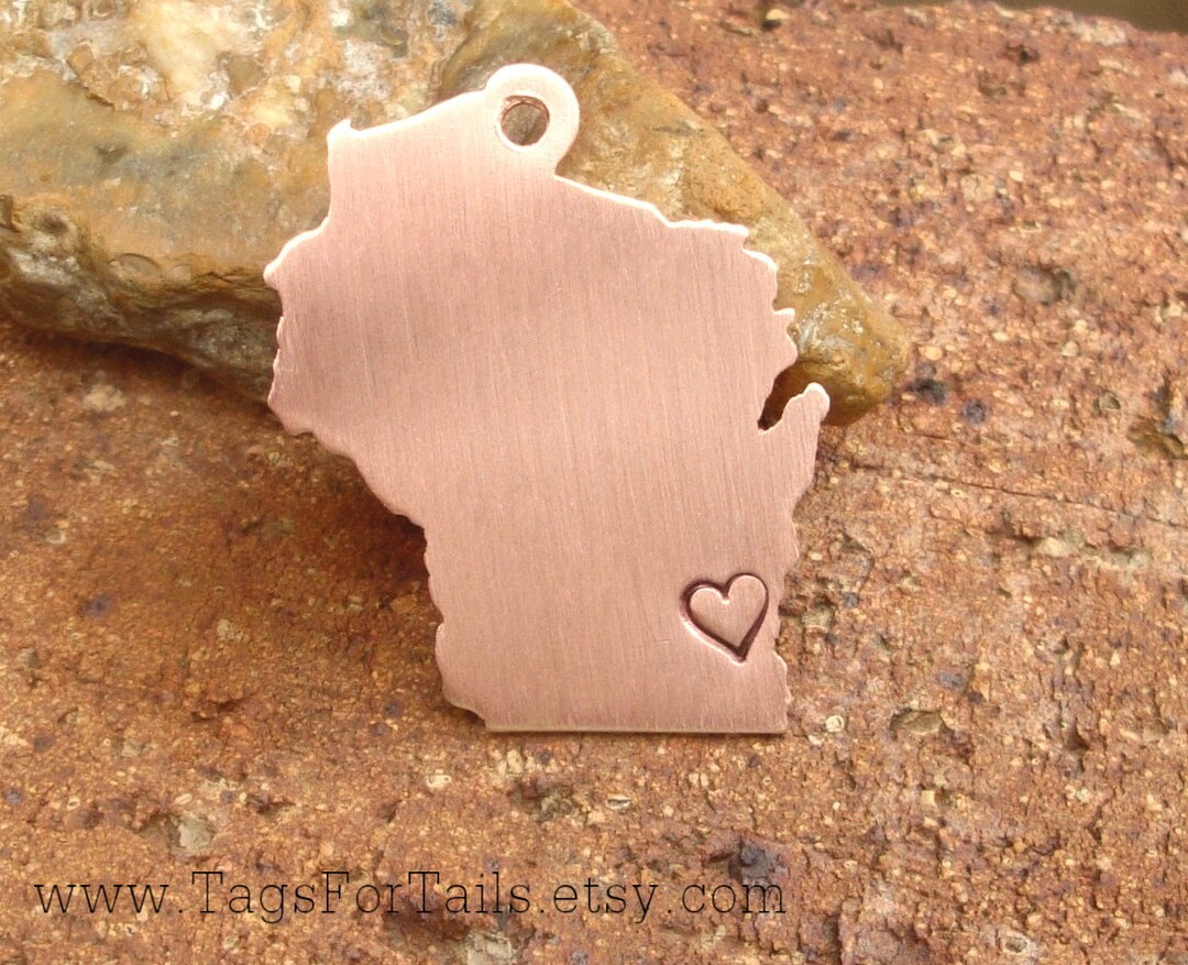 Wisconsin State Keychain One Heart Over Your City Handmade - Etsy