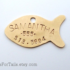 Fish Pet Tag Custom Cat Id Tag Petite Handmade - Etsy