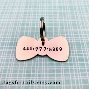 Bow Tie Pet ID Tag Custom Cat or Dog Pet Tag Handmade - Etsy Canada
