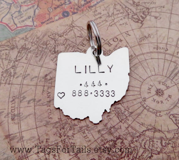 Ohio State Pet Tag choose Any State handmade Dog or Cat ID | Etsy