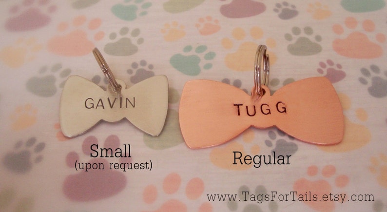 Bow Tie Pet ID Tag Custom Cat or Dog Pet Tag Handmade | Etsy