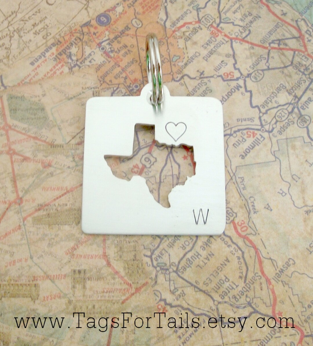 Texas Keychain Square Cut Out Style Choose Your State - Etsy