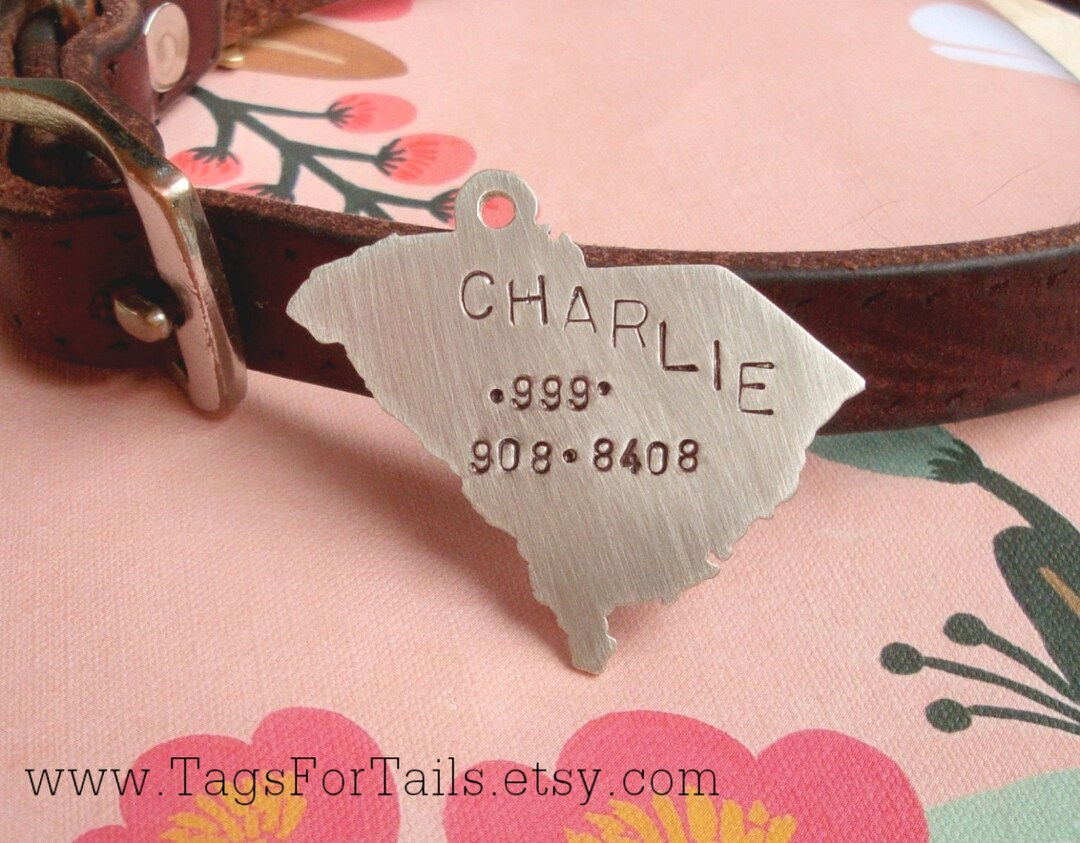 State Shape Pet Tag Personalized Choose Your State Handmade Custom ID ...