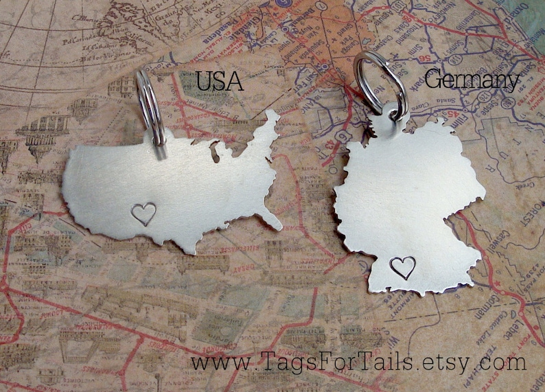 Country Keychain Set of Two Choose Your Countries Handmade - Etsy