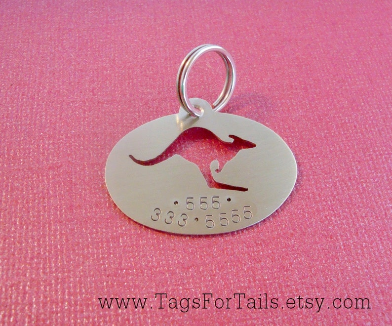 Kangaroo Cutout Pet Tag Handmade and Hand Cut Personalized | Etsy