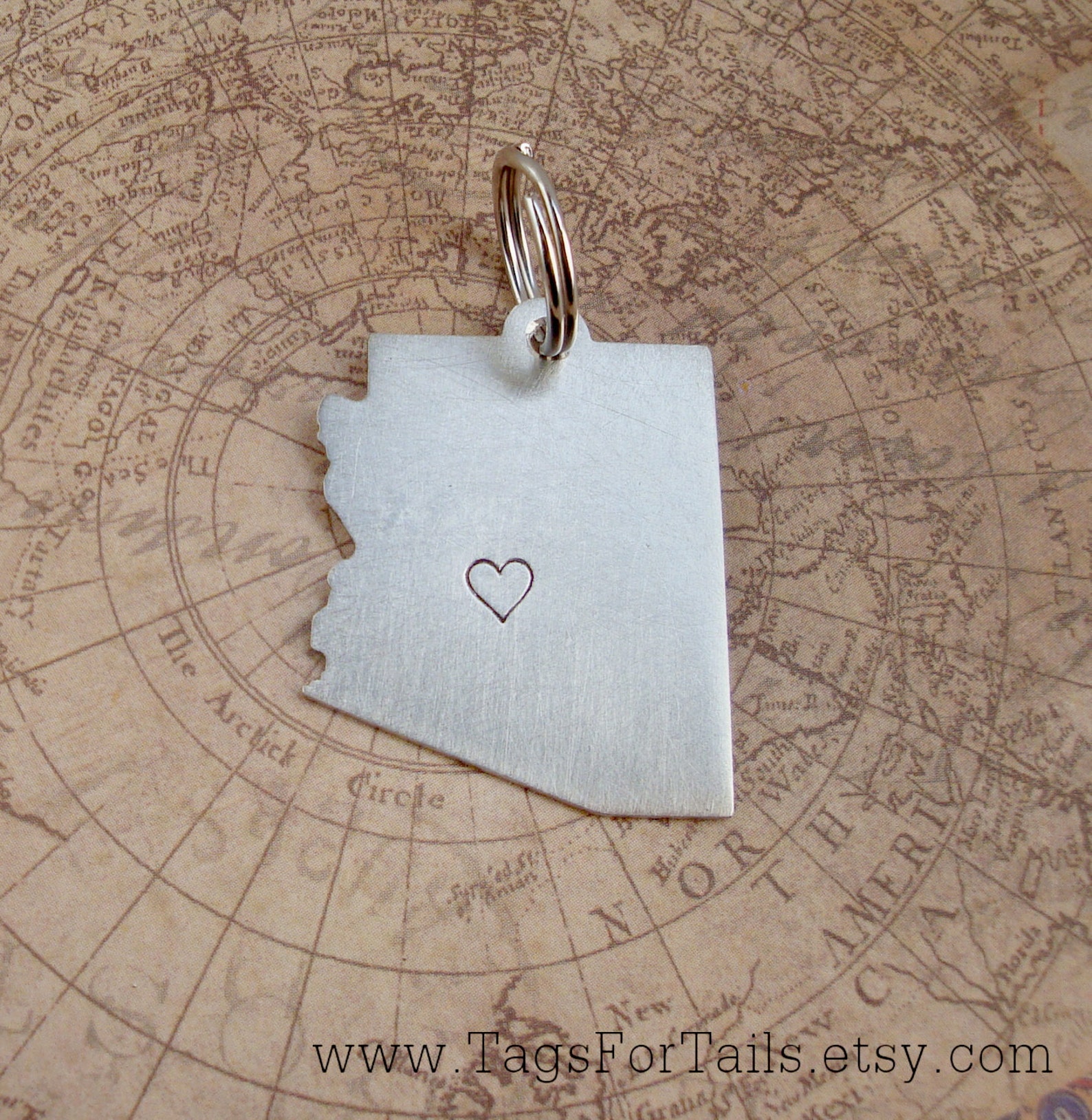 Arizona State Key Chain One Heart Over Your City Handmade - Etsy