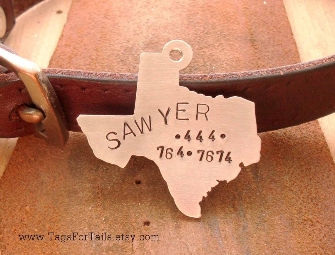 State Shape Pet Tag personalized choose your state | Etsy