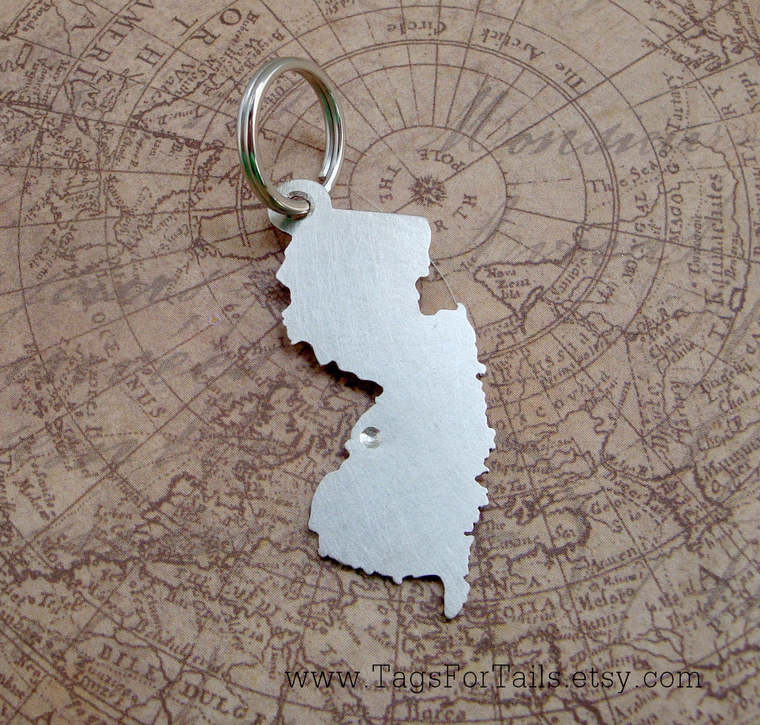 New Jersey State Keychain One Simple DOT OR Heart/star Over - Etsy
