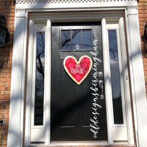 Heart Door Hanger Personalized Handlettered Red Pink Good Faith Hope ...