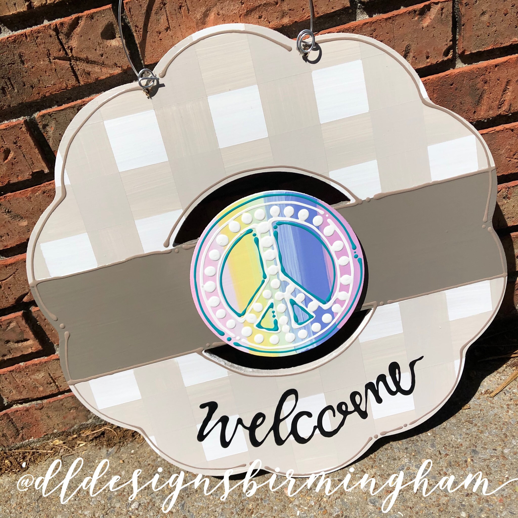 Peace sign door hanger attachment interchangeable hope