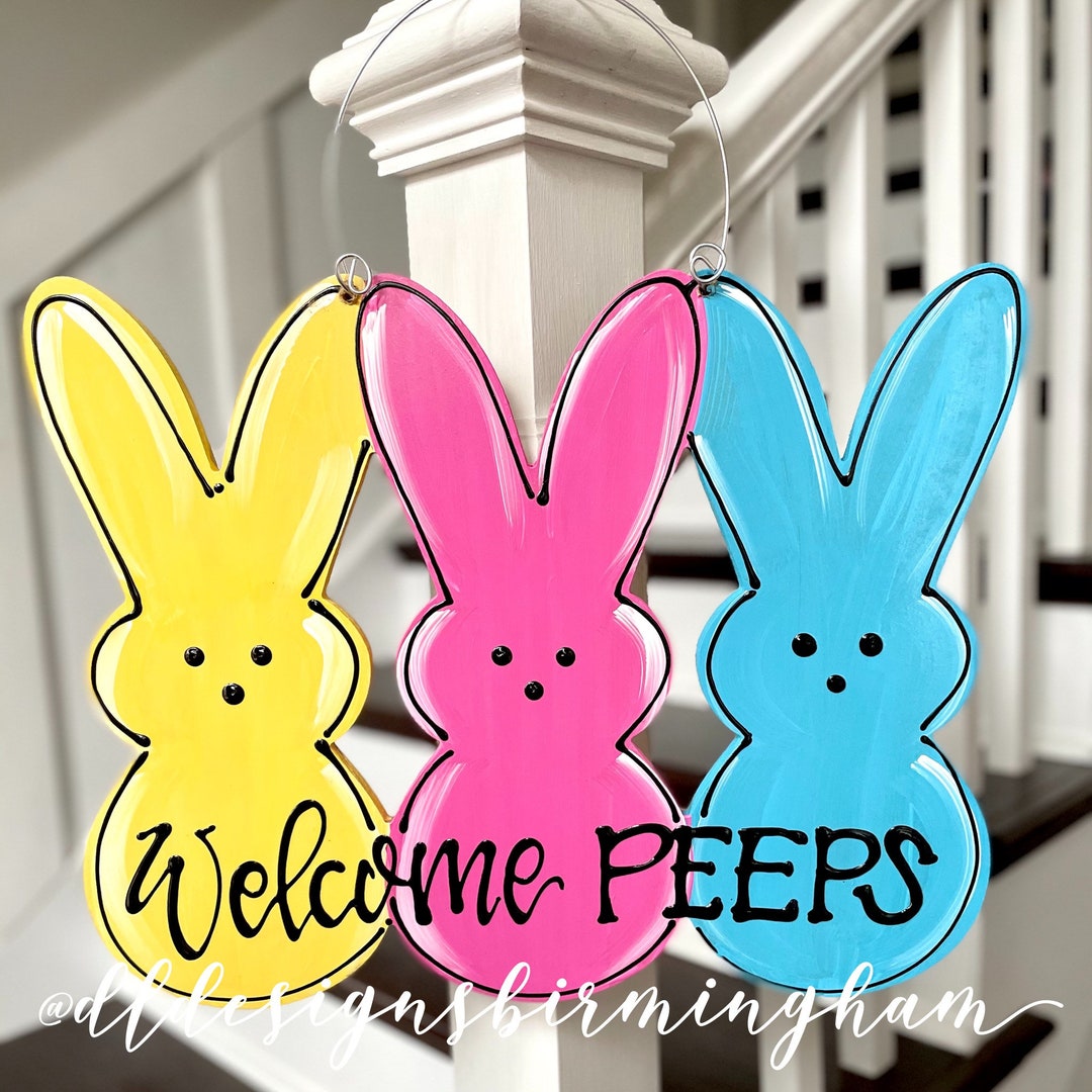 Easter Peeps Door Hanger With Hand Lettering Options - Etsy